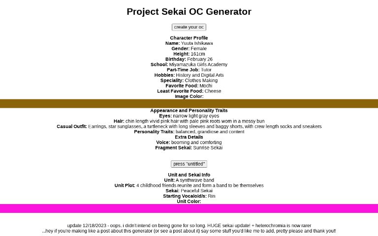 Project Sekai OC Generator