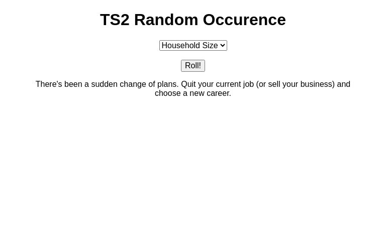 TS2 Random Occurence ― Perchance Generator