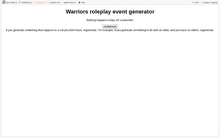 Warriors roleplay event generator