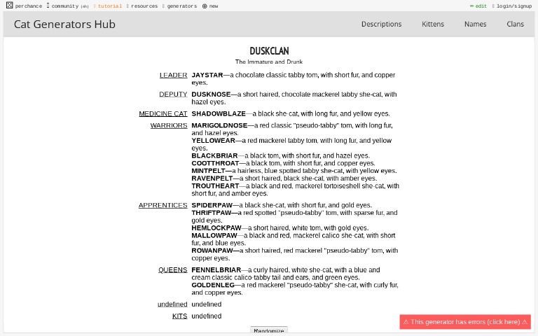 Recently Updated Generators ― Perchance