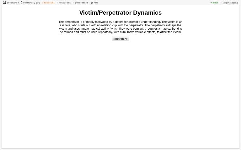 Victim/Perpetrator Dynamics ― Perchance Generator