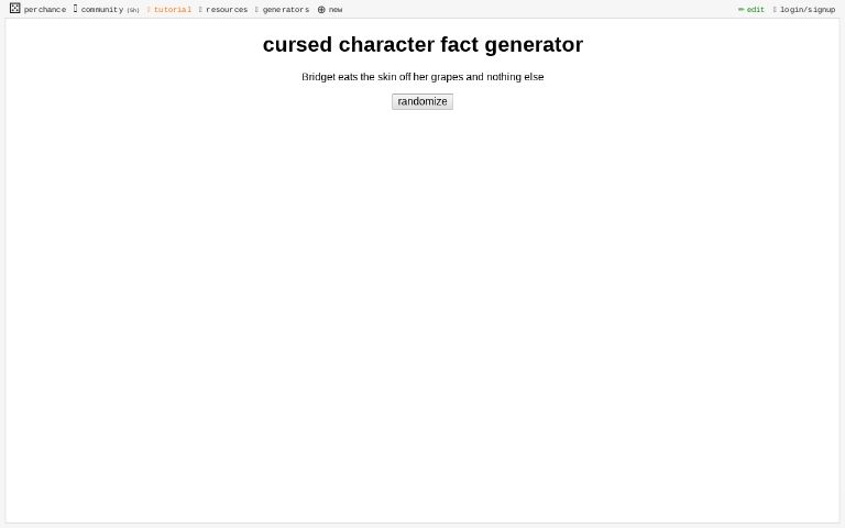 cursed character fact generator