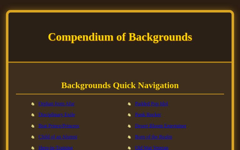 Compendium of Backgrounds ― Perchance Generator