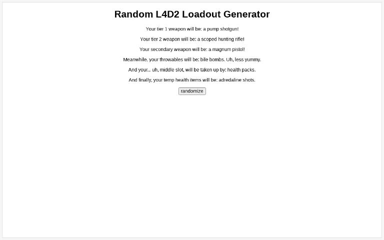 Random L4D2 Loadout Generator