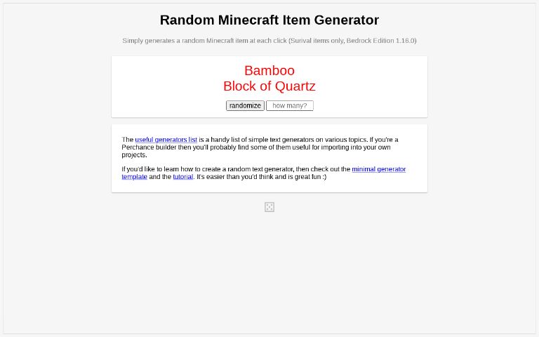 Random Minecraft Item Generator