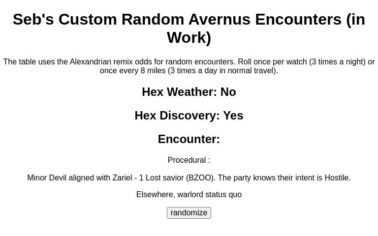 Seb's Custom Random Avernus Encounters (in Work) ― Perchance Generator