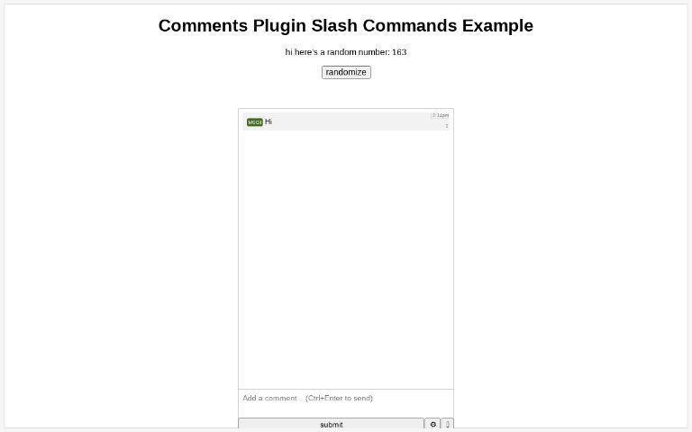 Comments Plugin Slash Commands Example