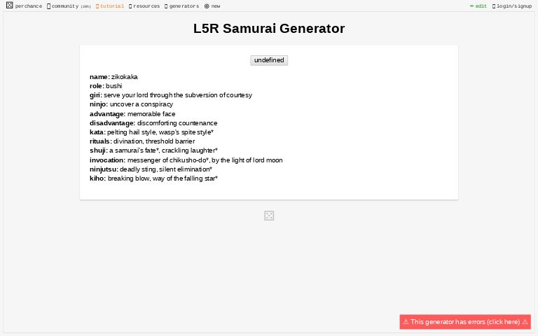 L5R Samurai Generator