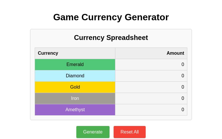 Game Currency Generator