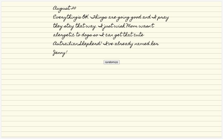 Diaryexample ― Perchance Generator