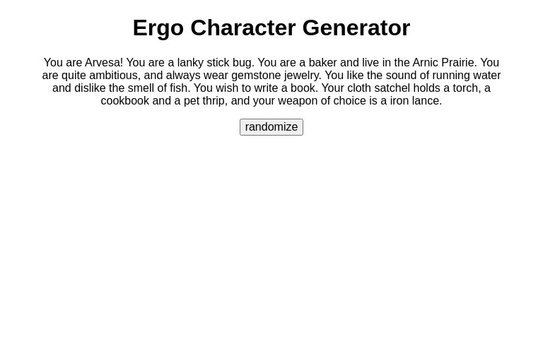 Ergo Character Generator