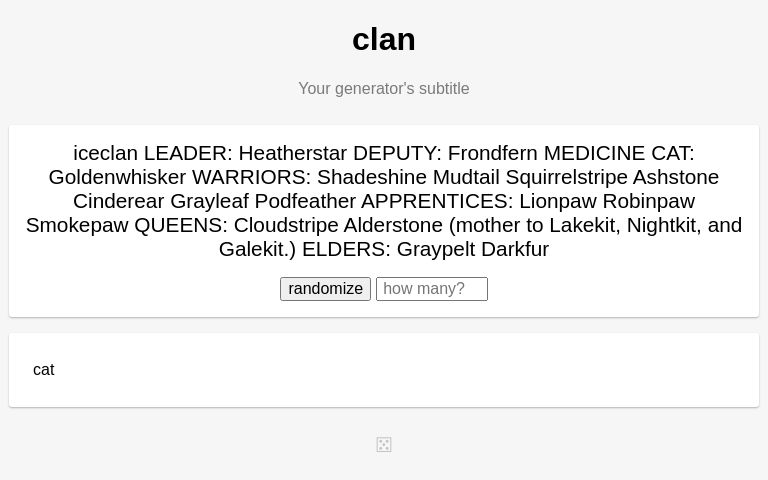 clan ― Perchance Generator