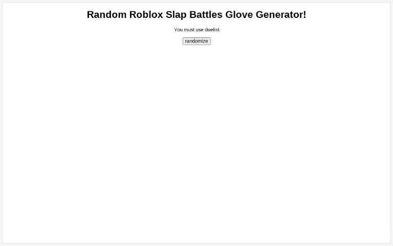 Random Roblox Slap Battles Glove Generator!