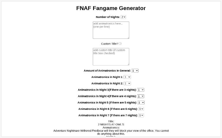 FNAF Fangame Generator