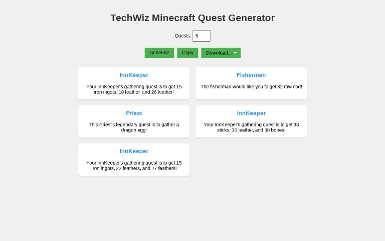 TechWiz Minecraft Quest Generator