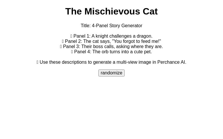 The Mischievous Cat ― Perchance Generator