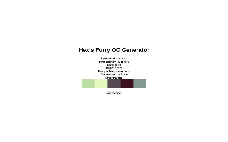 Hex's Furry OC Generator