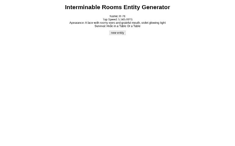 Interminable Rooms Entity Generator