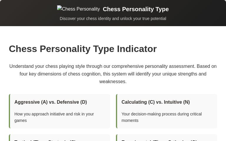 Chess Personality Type Indicator ― Perchance Generator