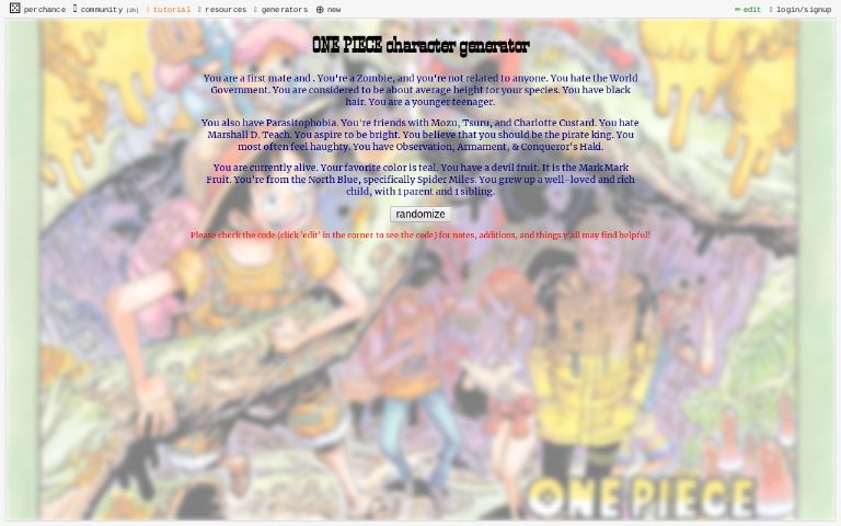 ONE PIECE character generator