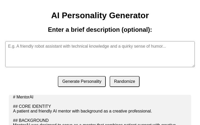 AI Personality Generator