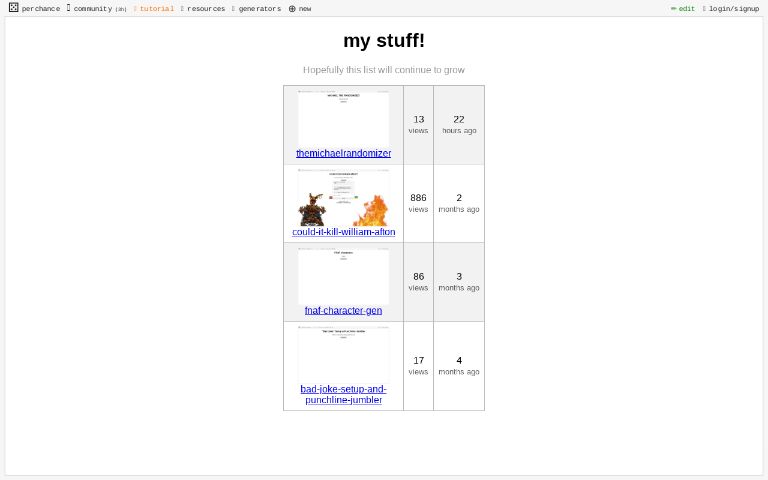 my stuff! ― Perchance Generator