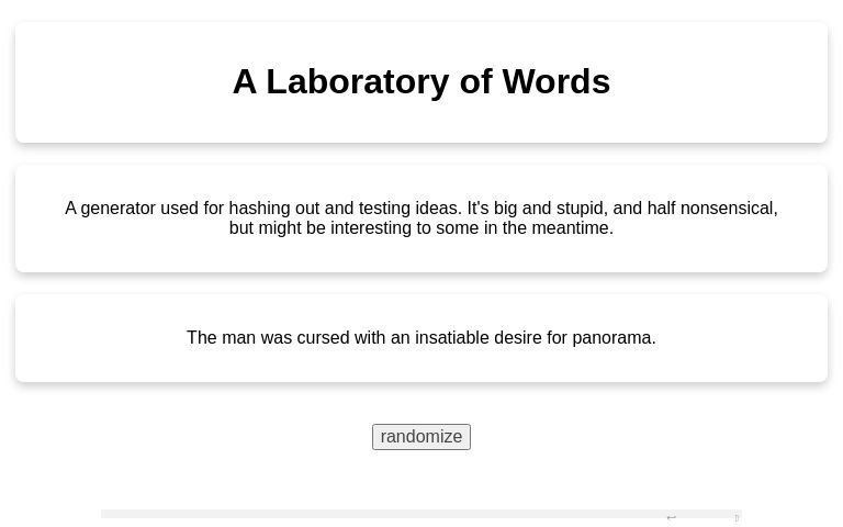 A Laboratory of Words ― Perchance Generator