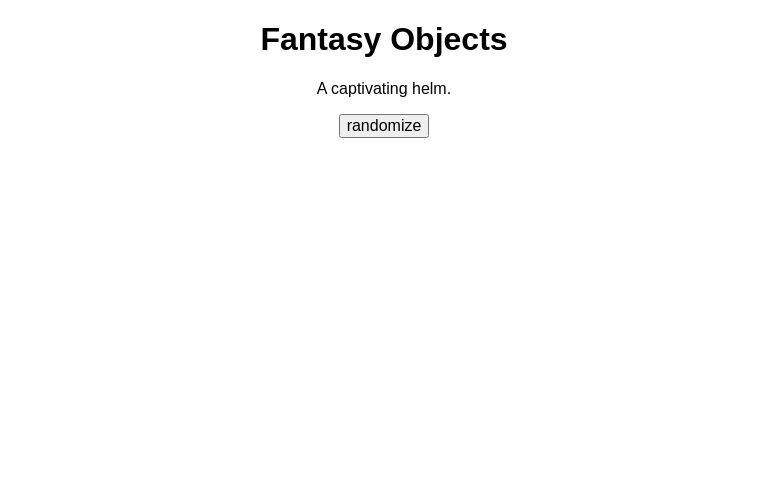 Fantasy Objects ― Perchance Generator
