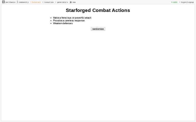 Starforged Combat Actions ― Perchance Generator