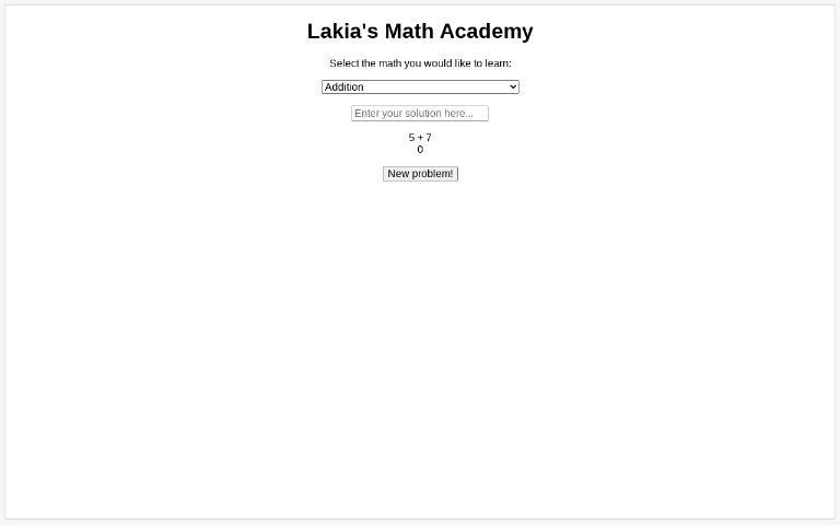 Lakia's Math Academy ― Perchance Generator