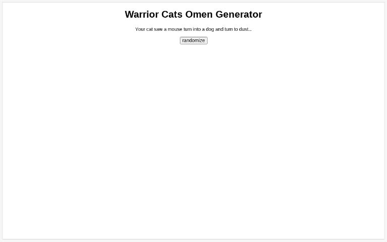 Lakia's Warrior Cats Omen Generator