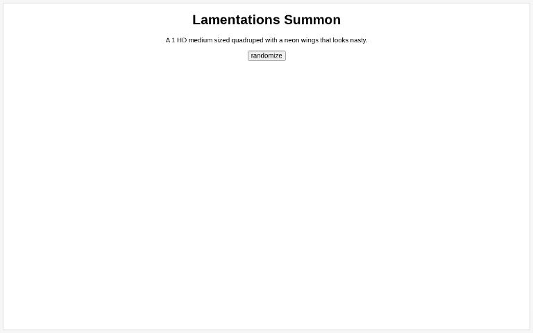 Lamentations Summon ― Perchance Generator
