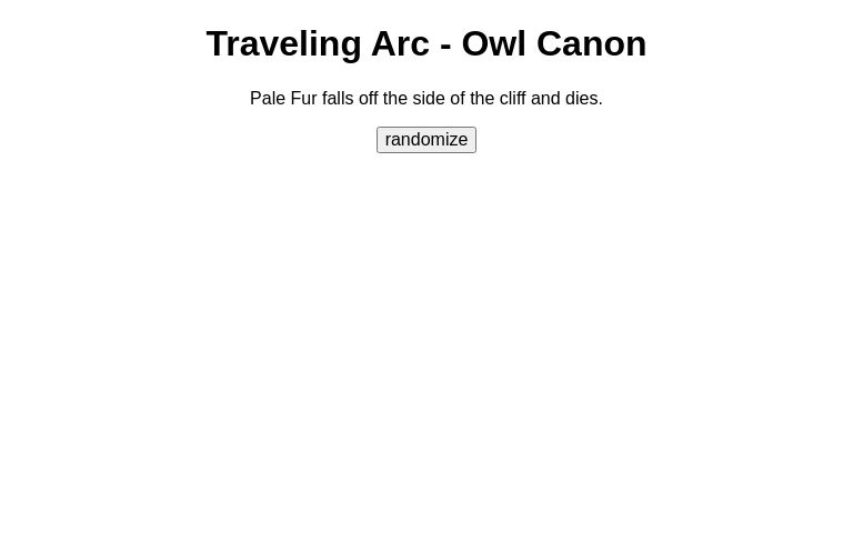 Traveling Arc - Owl Canon ― Perchance Generator