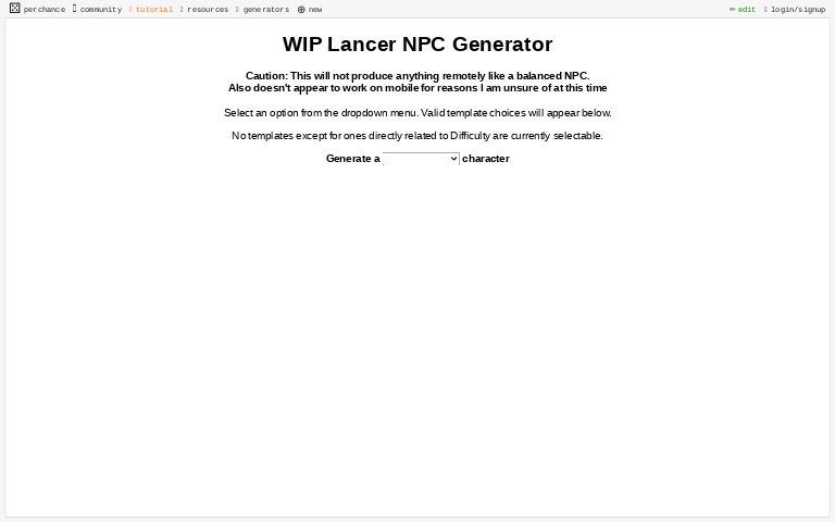 WIP Lancer NPC Generator