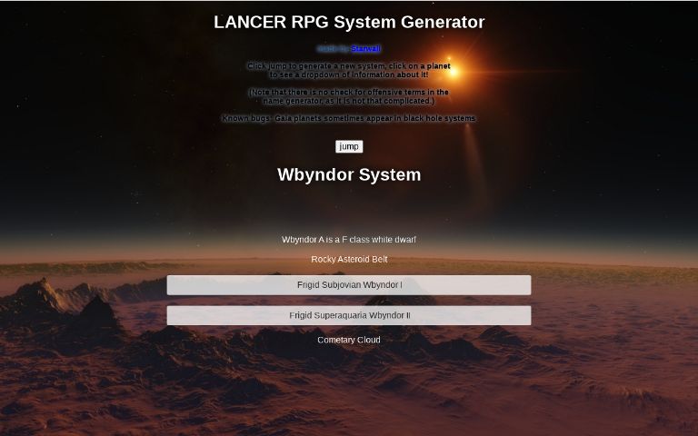 LANCER RPG System Generator