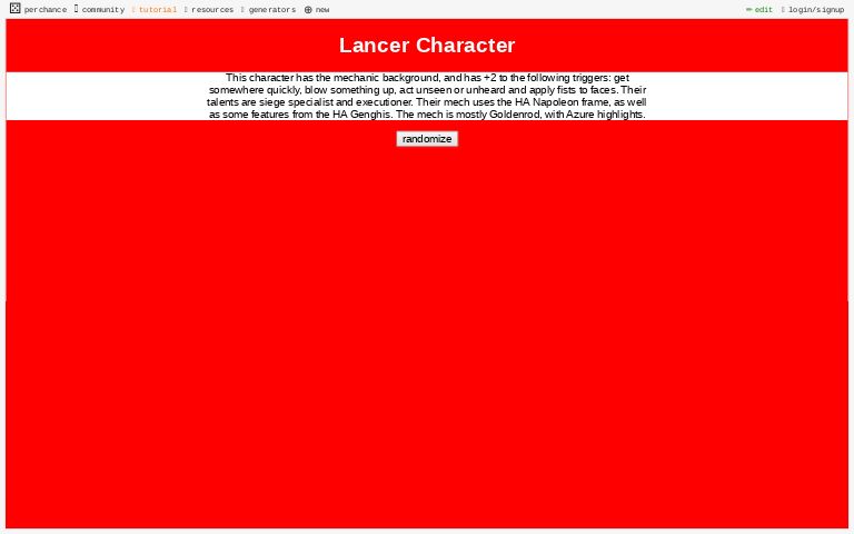 Lancer Character ― Perchance Generator