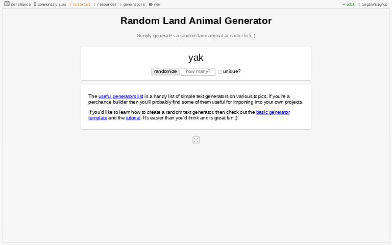 Random Land Animal Generator
