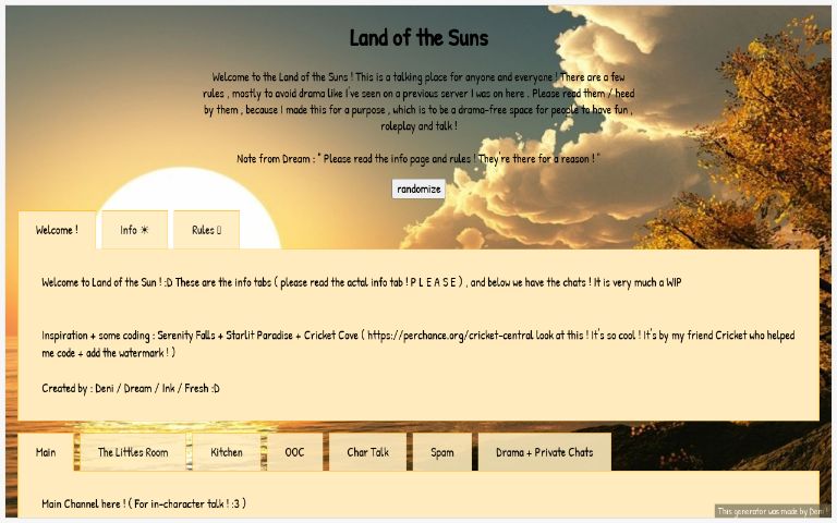 Land of the Suns ― Perchance Generator