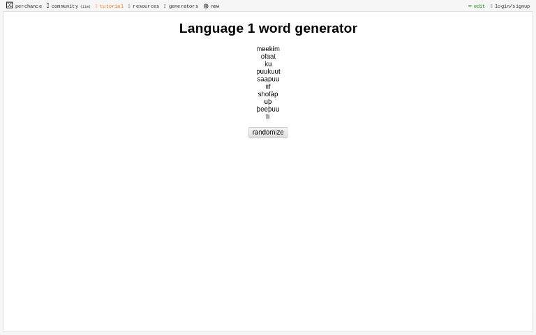 Language 1 word generator