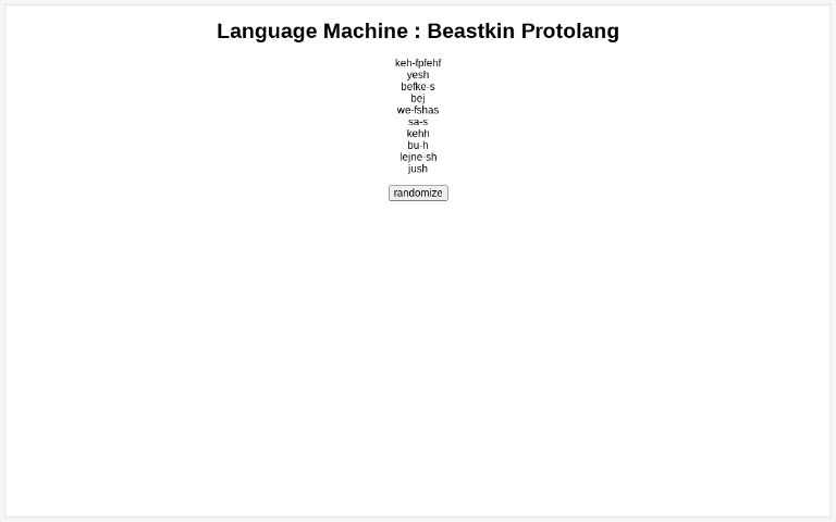 Language Machine : Beastkin Protolang ― Perchance Generator
