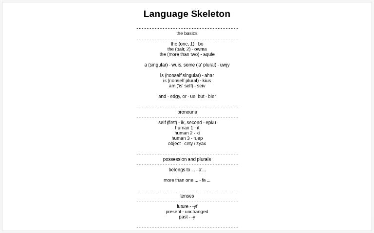 Language Skeleton ― Perchance Generator