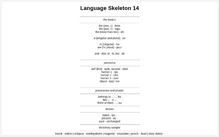 Language Skeleton 14 ― Perchance Generator