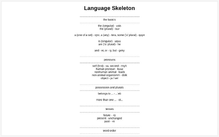 Language Skeleton ― Perchance Generator