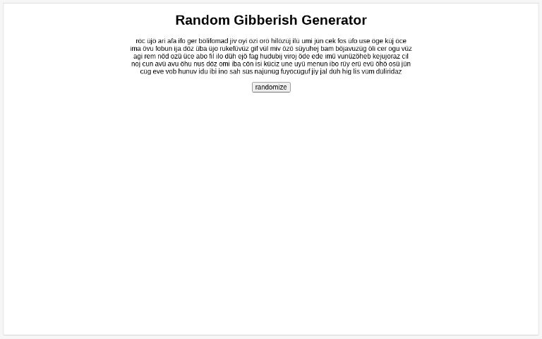 Random Gibberish Generator