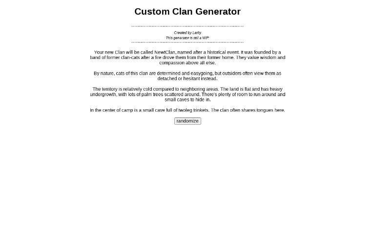 Custom Clan Generator