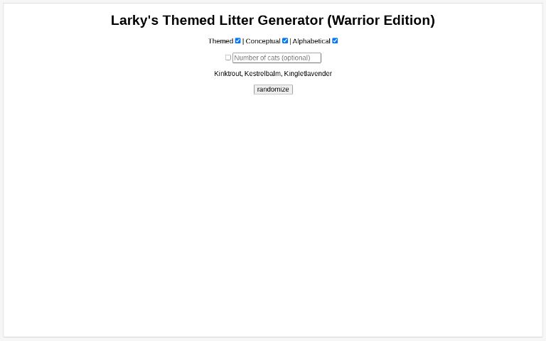 Larky's Themed Litter Generator (Warrior Edition)