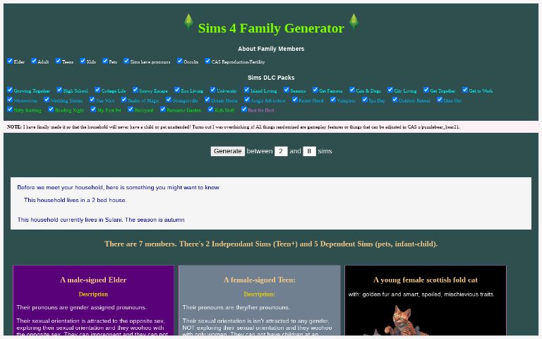 Sims 4 Family Generator