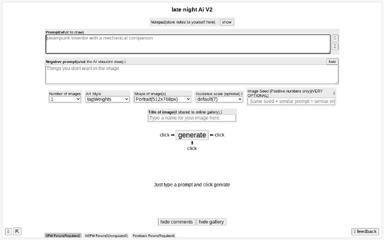 Late night AI Art Generator