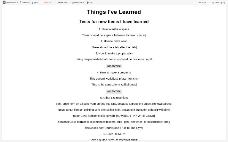 Things I've Learned ― Perchance Generator