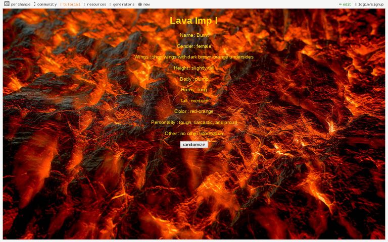 Lava Imp ! ― Perchance Generator